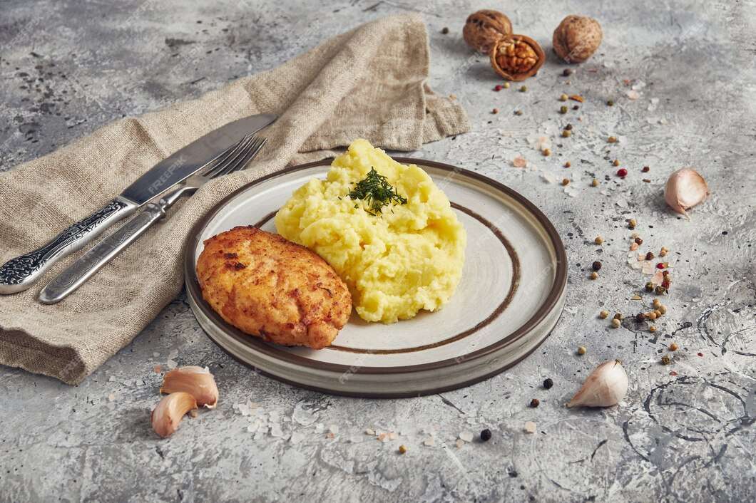 Șnițel de porc cu piure de cartofi - Rețete Gustoase la airfryer